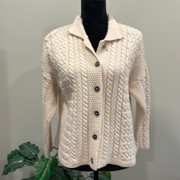 Aran Crafts | Sweaters | Aran Crafts Ireland Merino Wool Ivory Cable ...